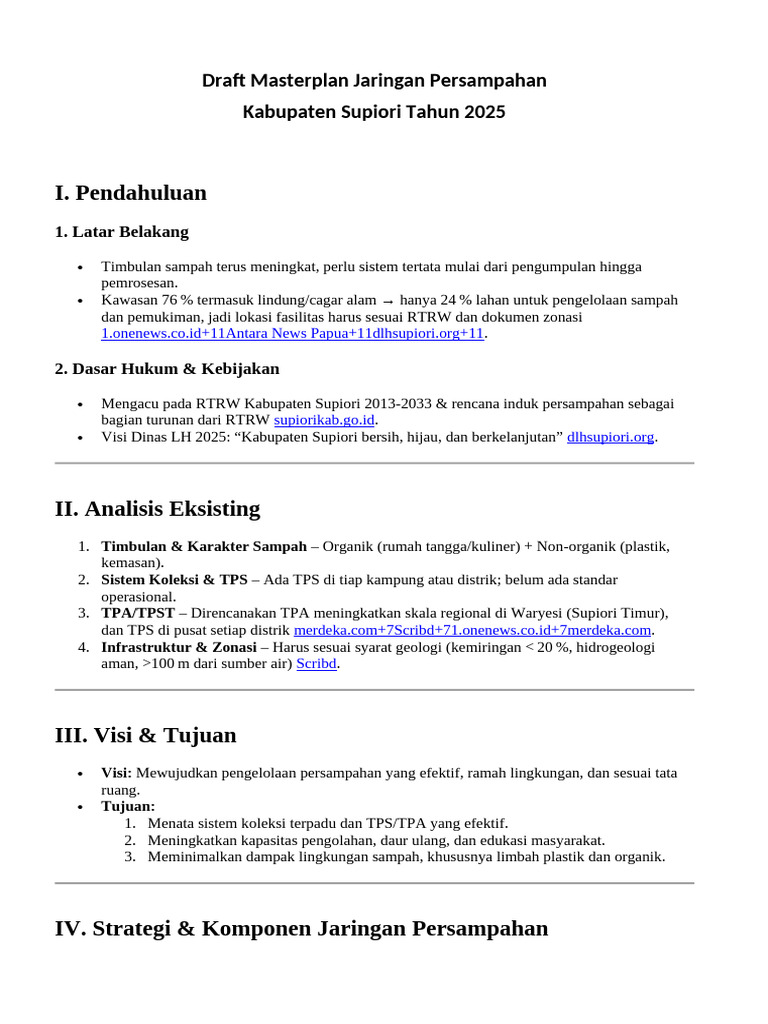 Draft Masterplan Jaringan Persampahan | PDF