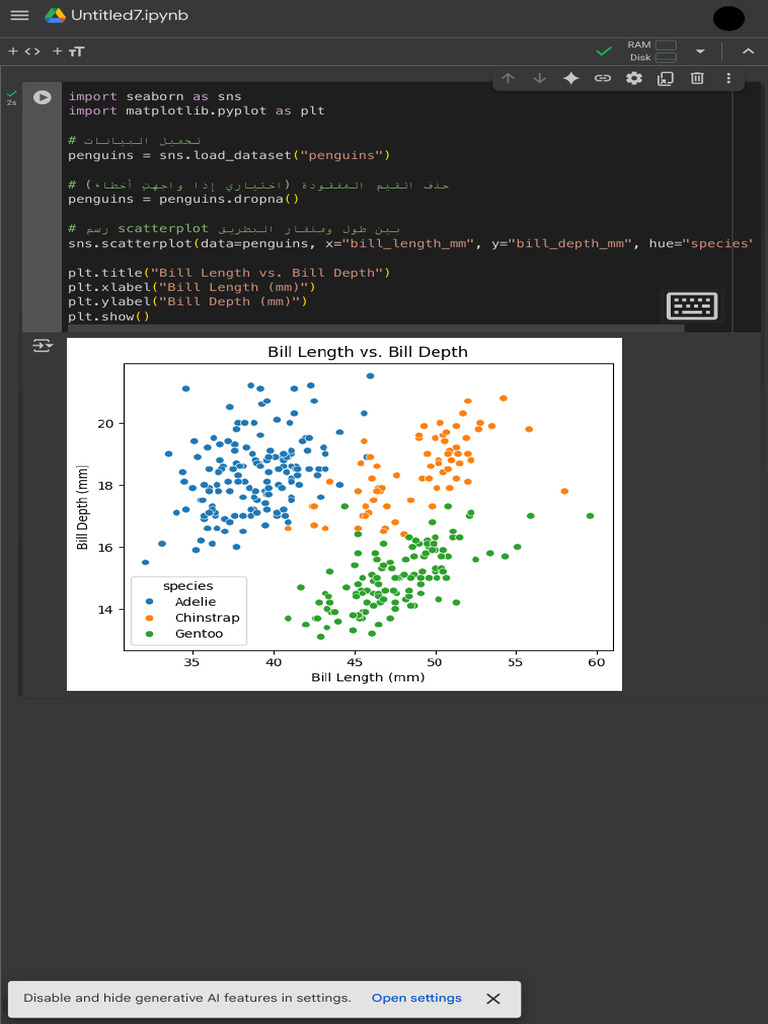 Bill Length vs. Depth in Penguins | PDF
