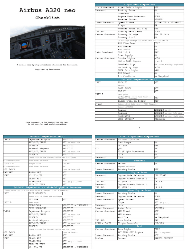 Airbus A320 Neo Checklist | PDF | Aviation | Transport