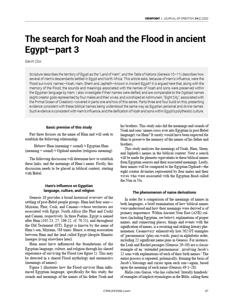 The Search For Noah and The Flood in Ancient Egypt-Part 3 | PDF | Ham ...
