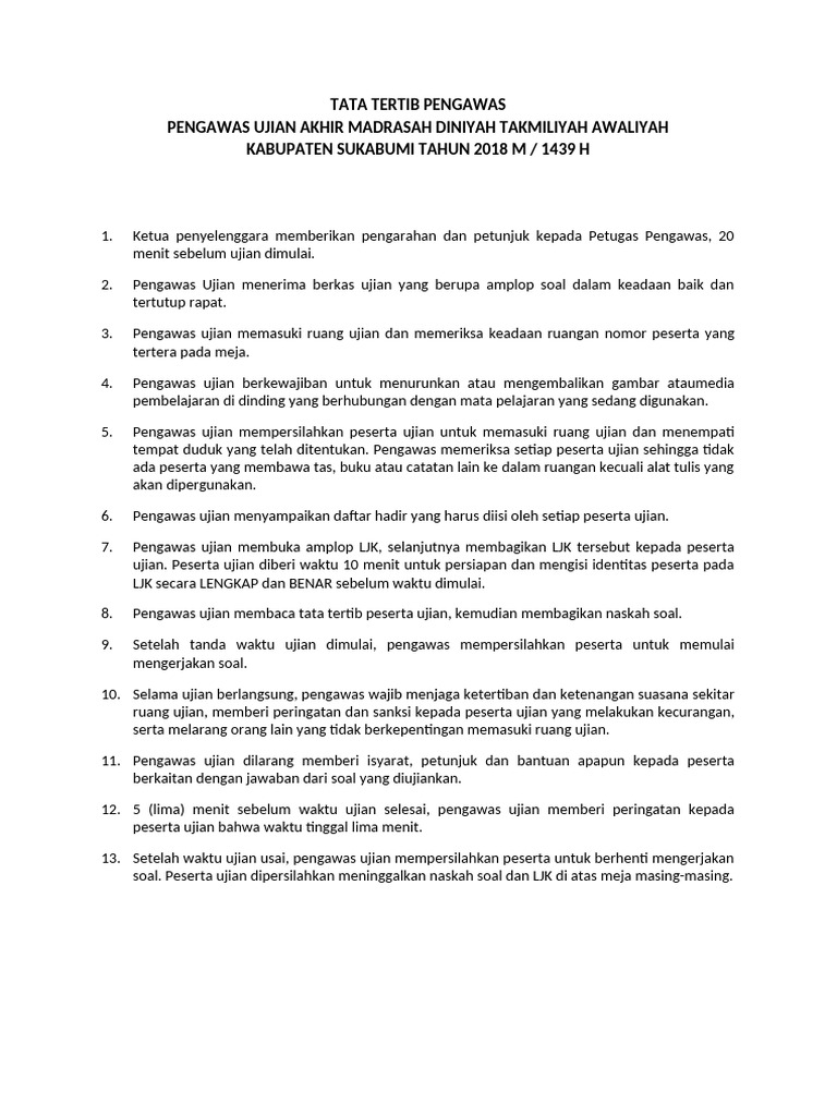 Tata Tertib Pengawas | PDF