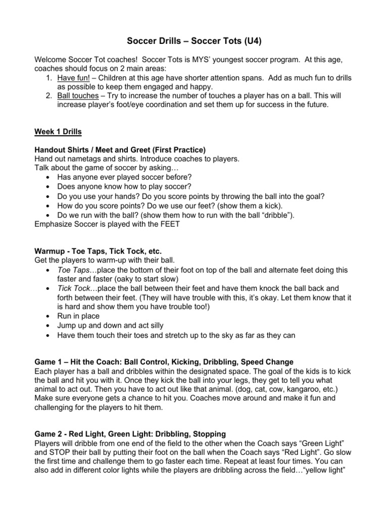 Fun Soccer Drills for U4 Players | PDF
