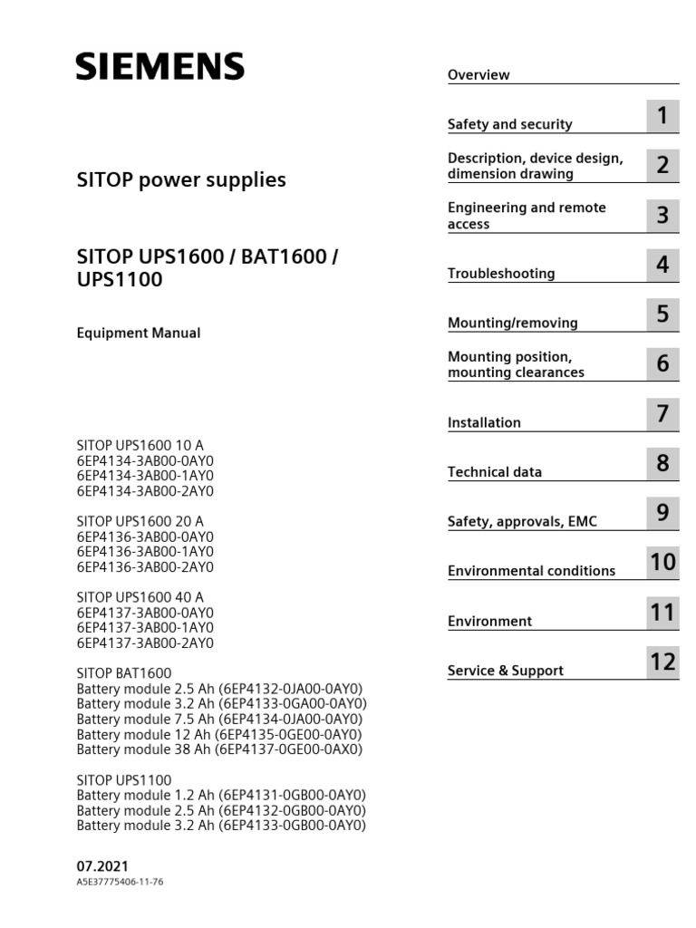 SITOP UPS1600/BAT1600/UPS1100 Manual | PDF | Usb | Web Server