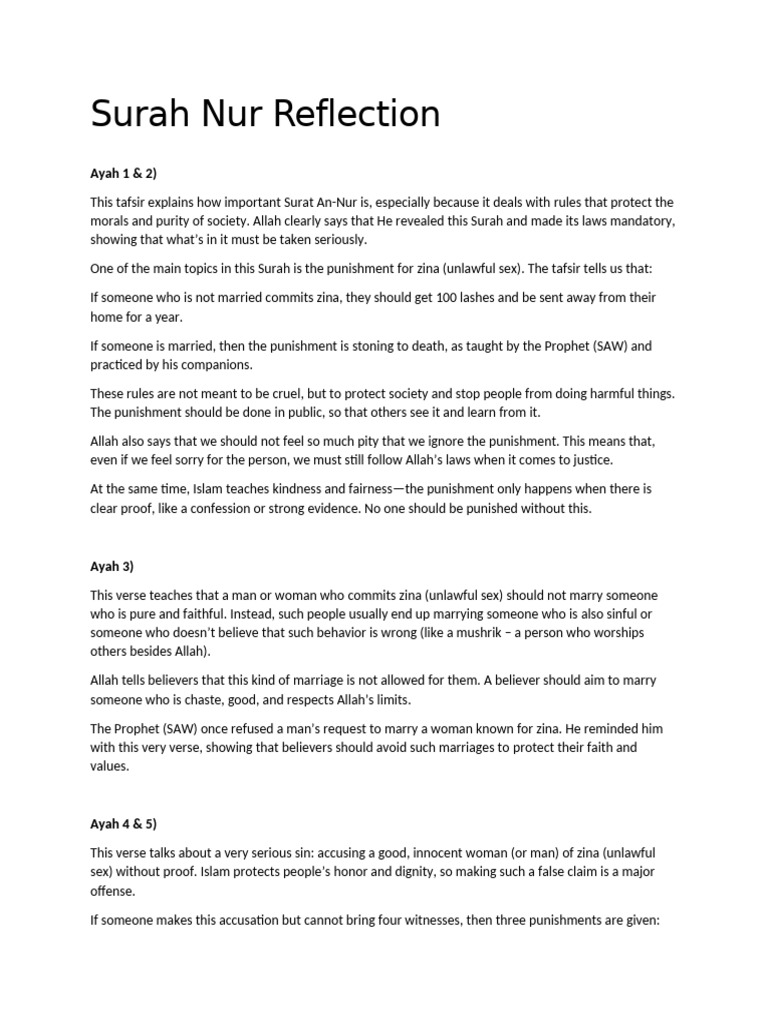 Surah Nur Reflection | PDF | Muhammad | Prophets And Messengers In Islam