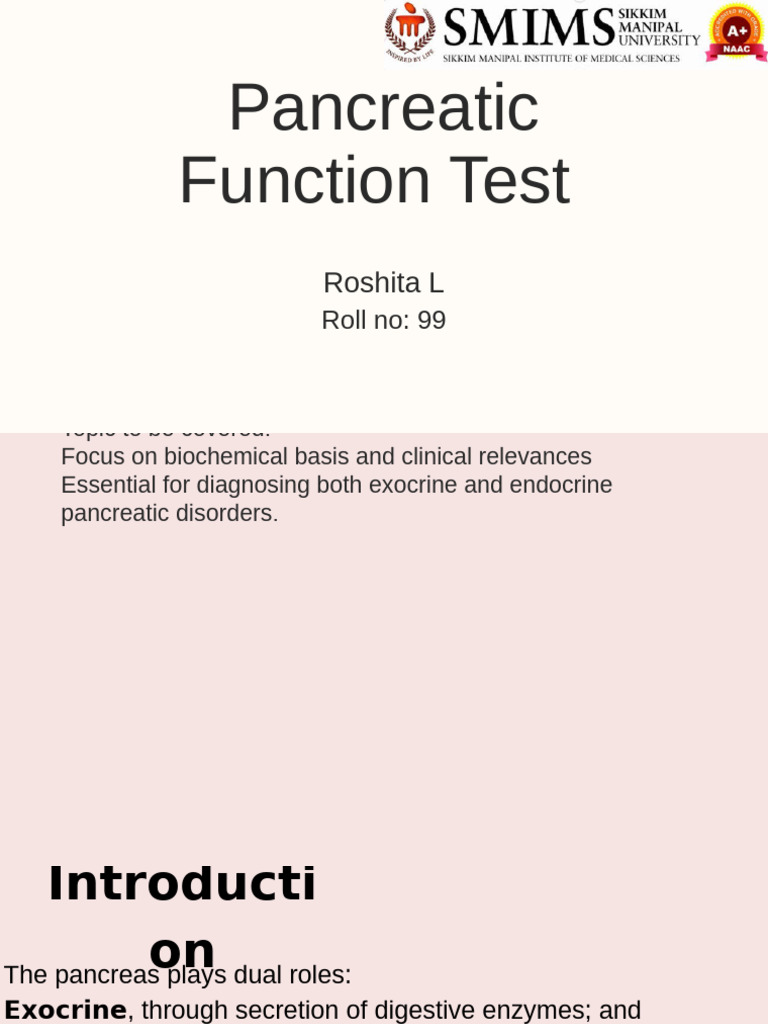 Pancreatic Function Test | PDF | Pancreas | Glands
