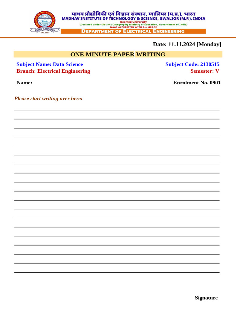 One Minute Paper Writing | PDF