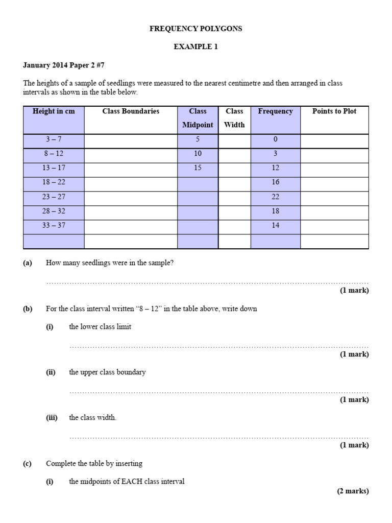Frequency Polygon Example with Data | PDF | Interval (Music)