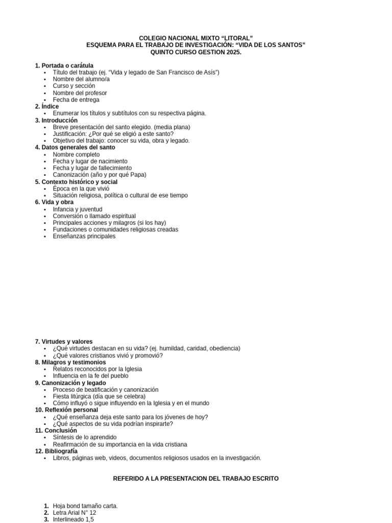 5° - Quintos-Esquema Trabajo | PDF