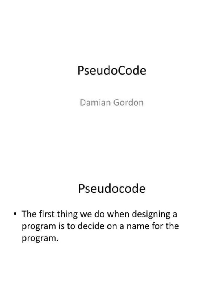 Pseudo Code | PDF