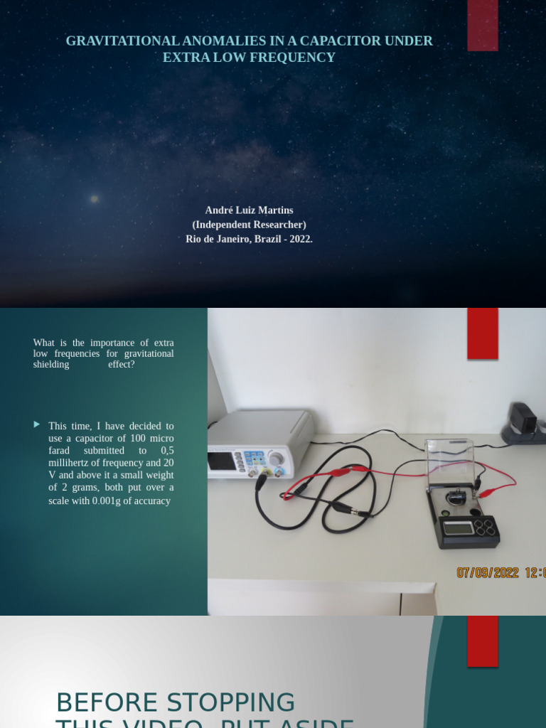 Gravitational Anomalies in A Capacitor Under Extra Low Frequency | PDF ...