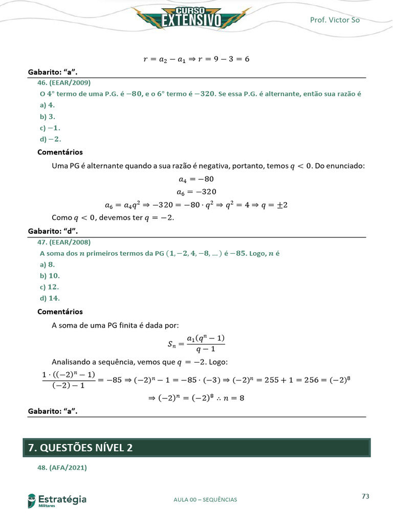 Pages From Aula 00 - Sequências - EFOMM 2024-2 | PDF