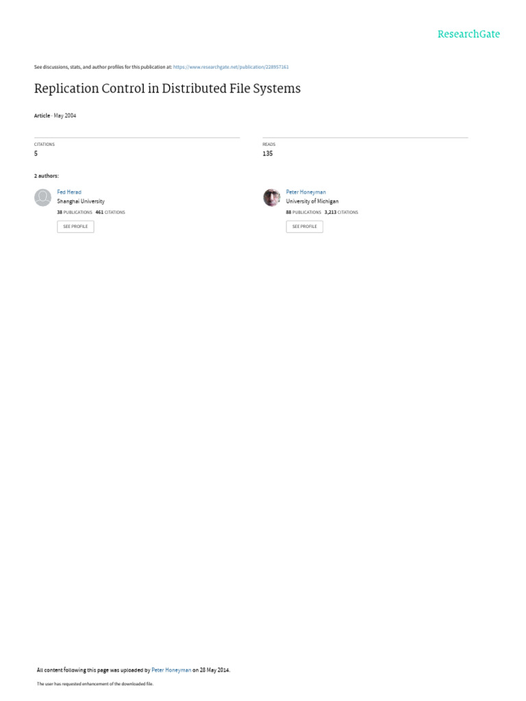Replication Control in Distributed File Systems | PDF | Replication ...