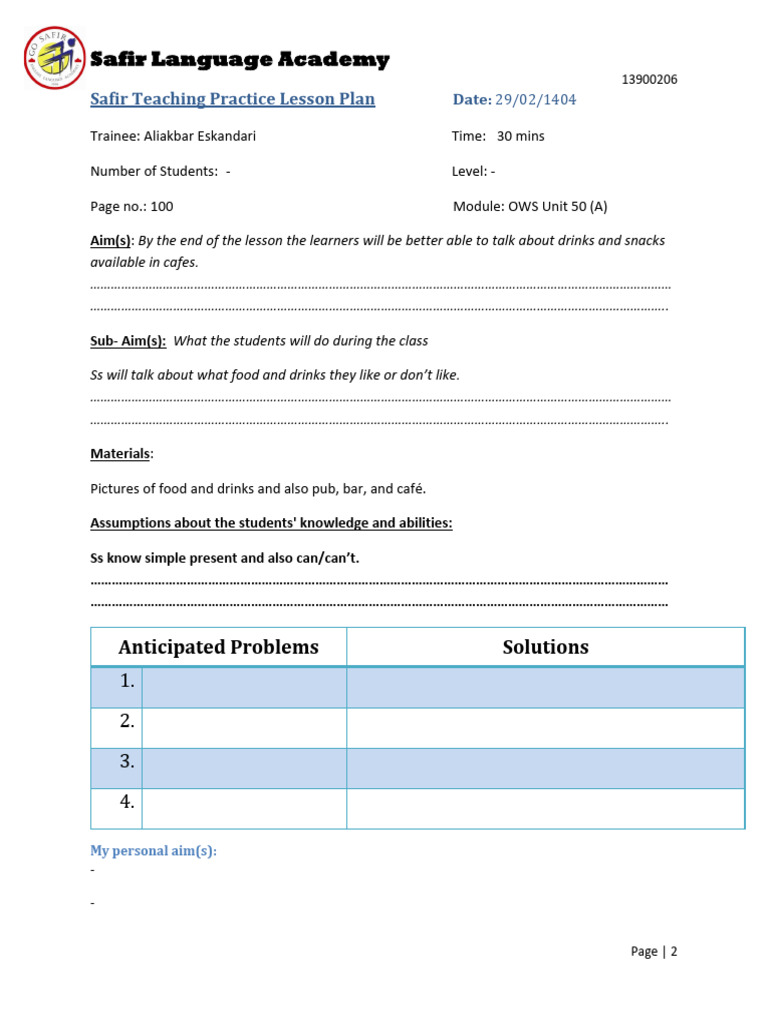 Aliakbar Eskandari - Lexis Lesson Plan | PDF | Cognition | Linguistics