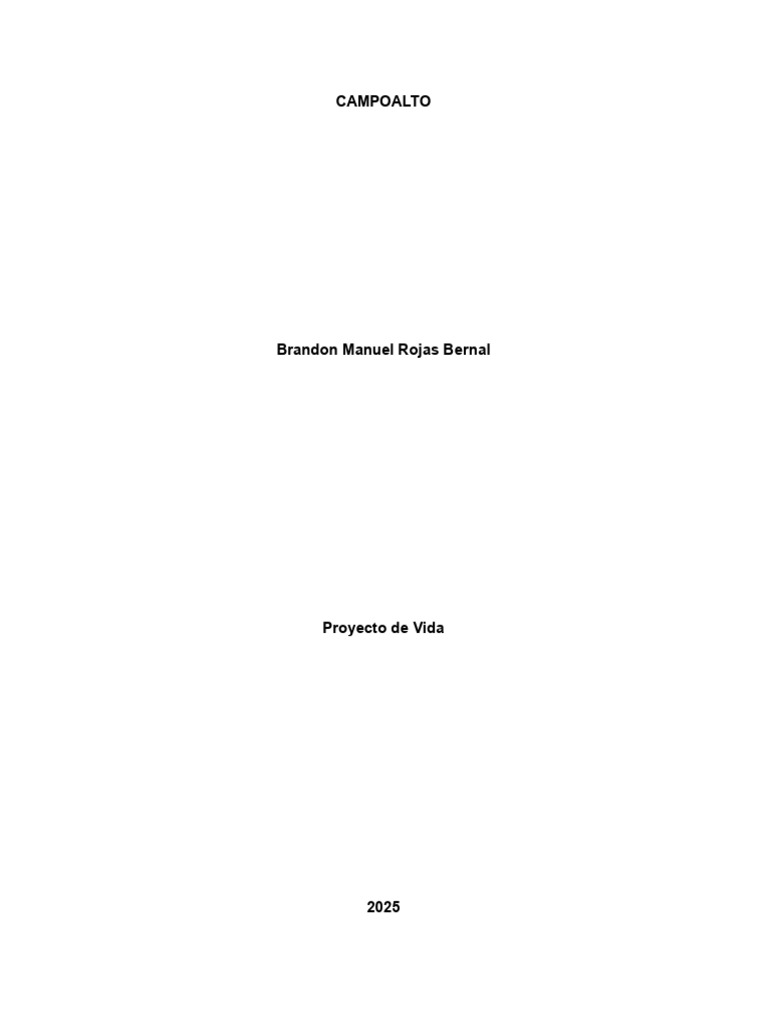 Proyecto de Vida - Brandon Rojas | PDF | Enfermería | Sicología