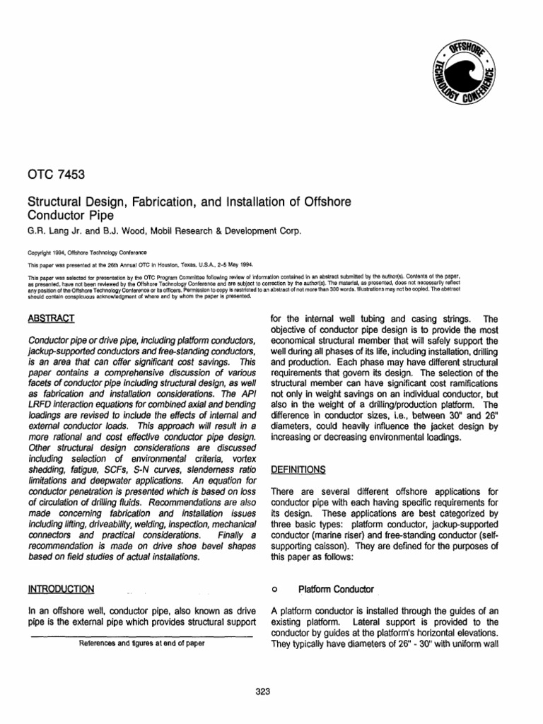 Structural Design, Fabrication, and Installation of Offshore Conductor ...