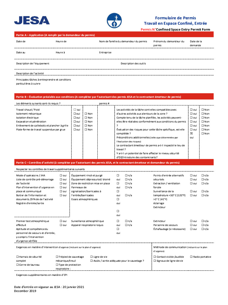 FR - MS-HS-FRM-0095 Confined Space Entry Permit Form | PDF