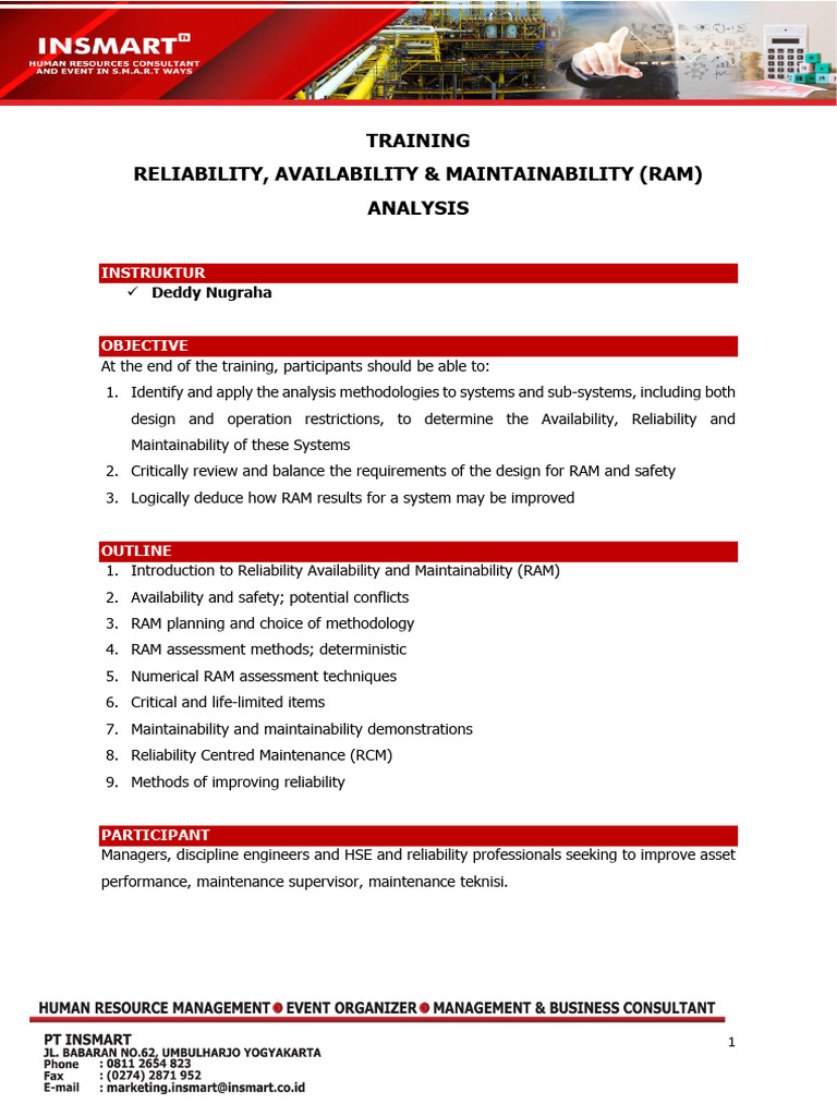Training Reliability, Availability & Maintainability (Ram) Analysis | PDF | Reliability ...