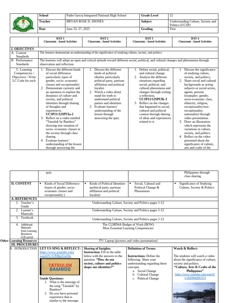 Lesson 2 June 23 27 2025 | PDF | Heterosexuality | Behavioural Sciences