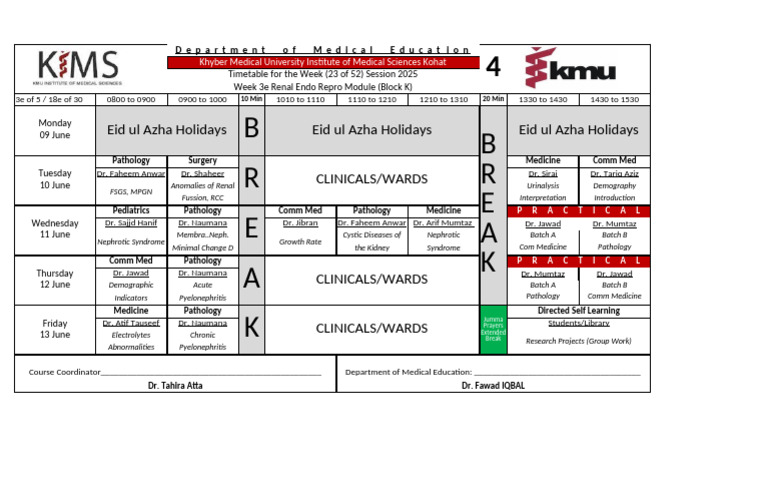 TT 4th Yr Renal Endo Repro Module Week 3e 2025 | PDF | Kidney | Genitourinary System