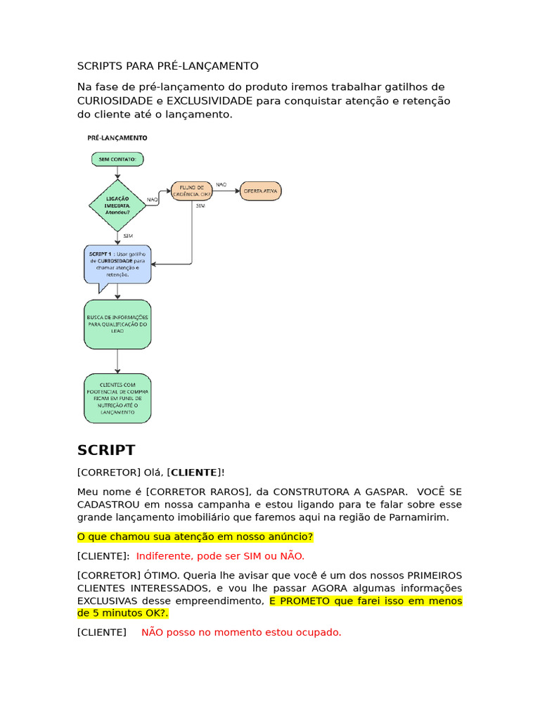 Scripts de Pré-Lançamento Imobiliário | PDF
