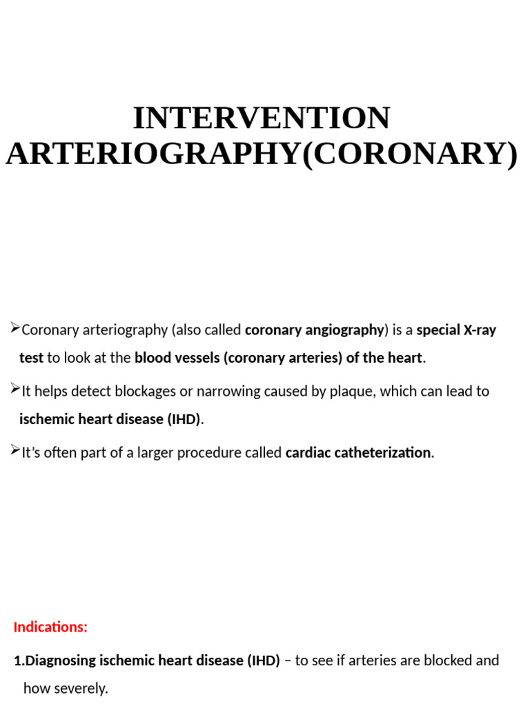 Coronary Arteriography: Procedure & Risks | PDF | Angiography ...