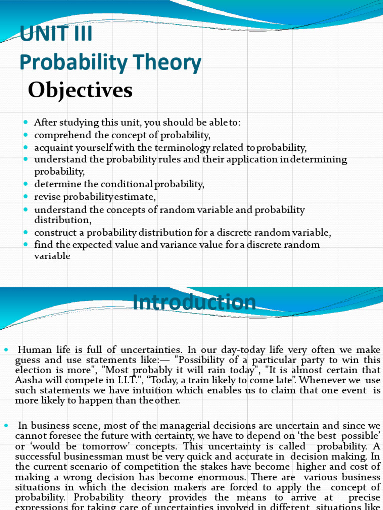 Understanding Probability Theory Basics | PDF | Probability Distribution | Random Variable