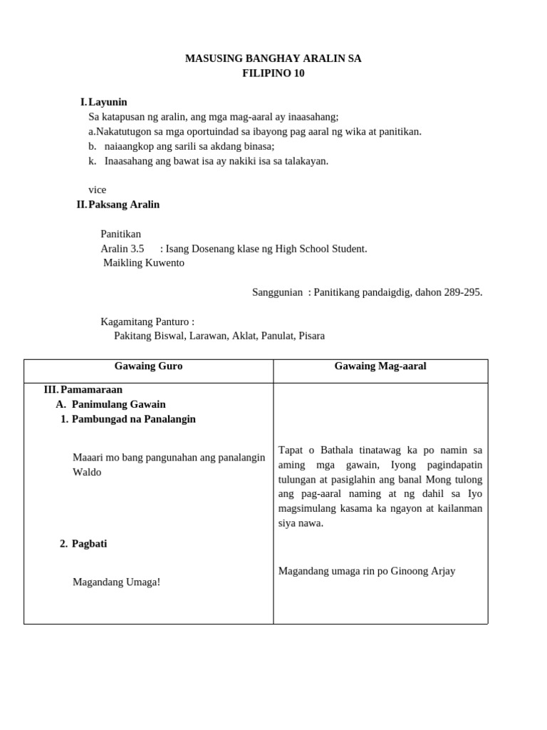 Masusing Banghay Aralin Grade101 | PDF