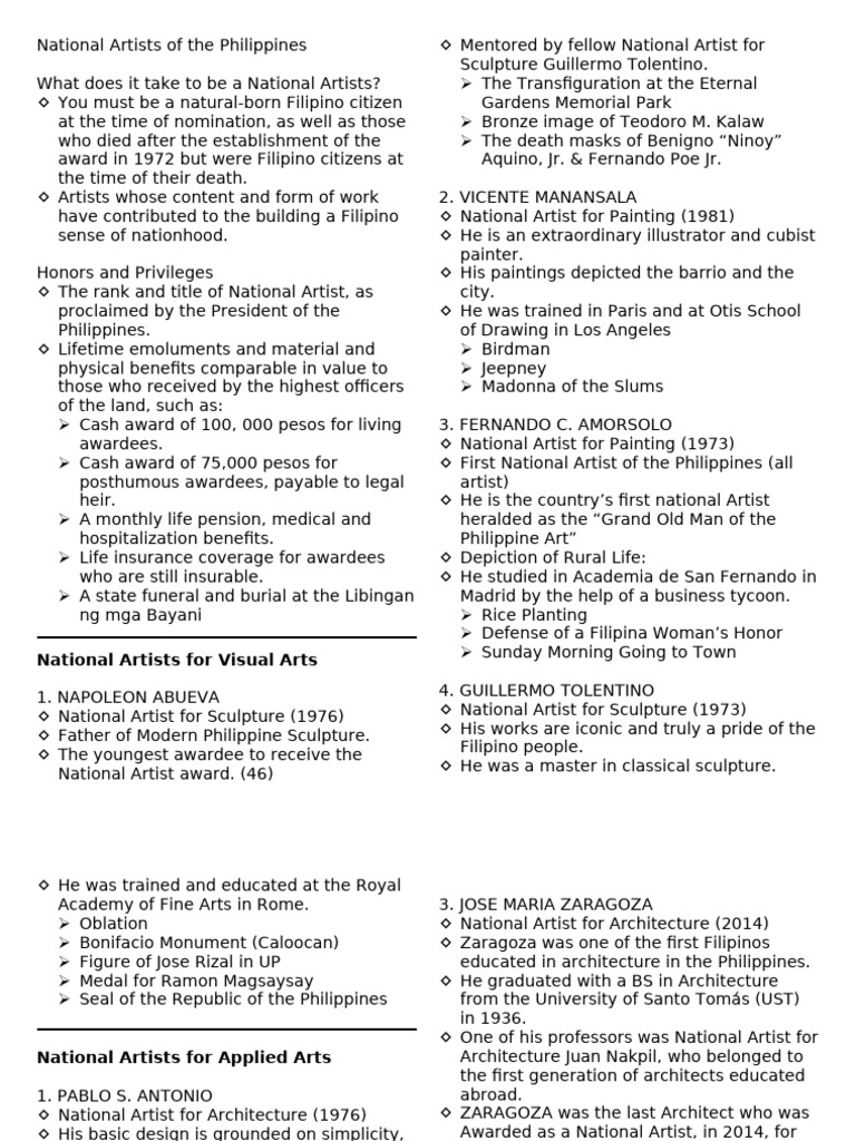 National Artists of the Philippines Overview | PDF | Philippines