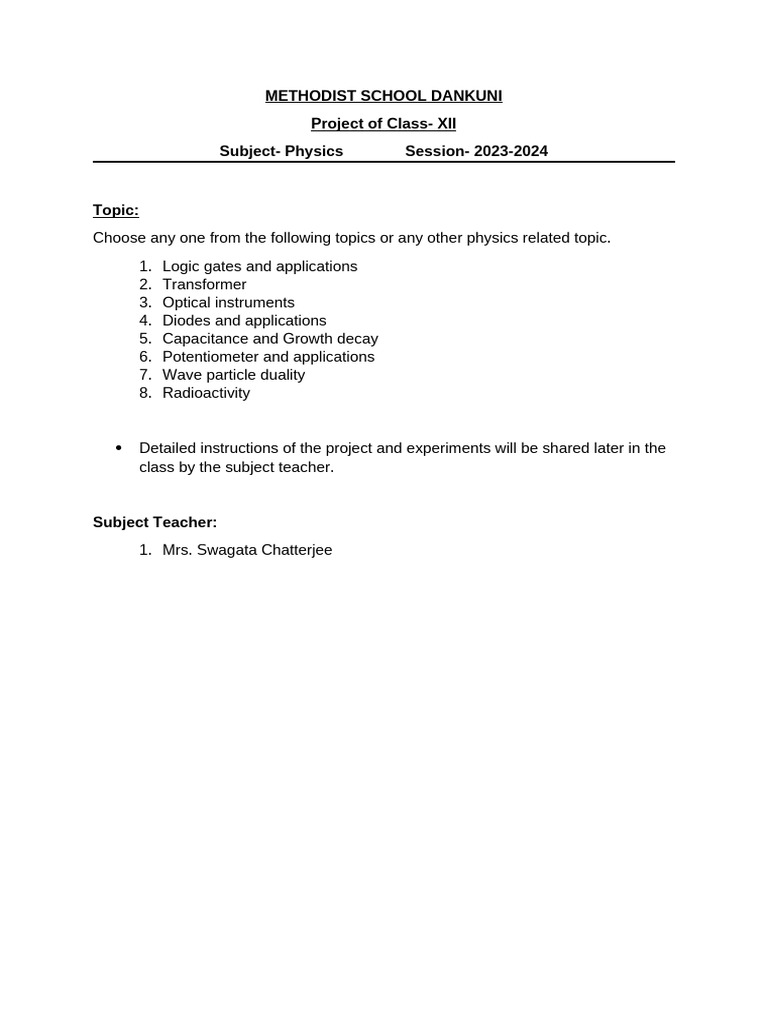 Class 12 Physics Project 2023 2024 | PDF