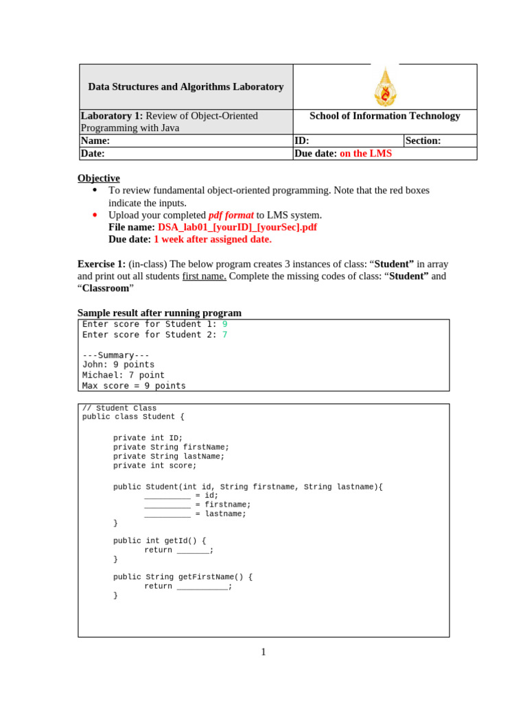 DSA Lab01 | PDF | String (Computer Science) | Object Oriented Programming