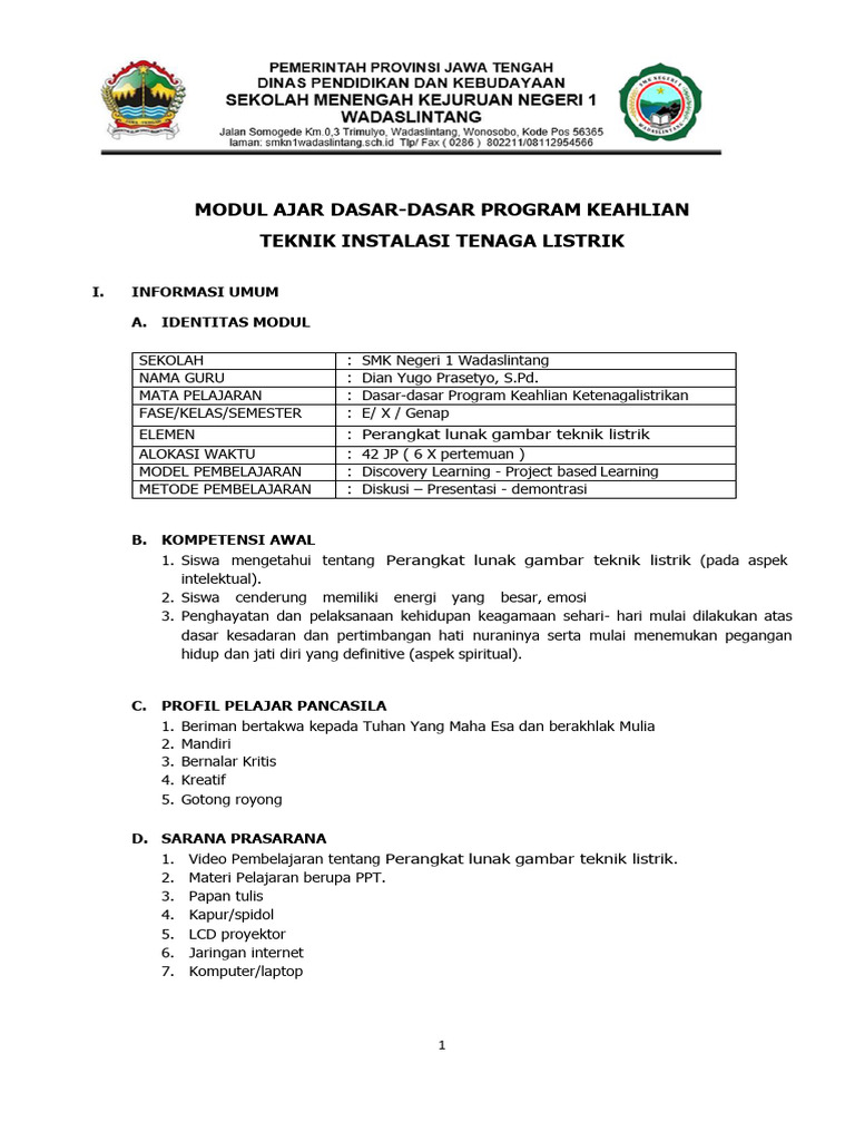 Modul Pembelajaran Teknik Instalasi Listrik | PDF