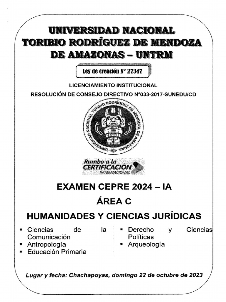 Primer Examen Cepre 2024-Ia - Area C | PDF