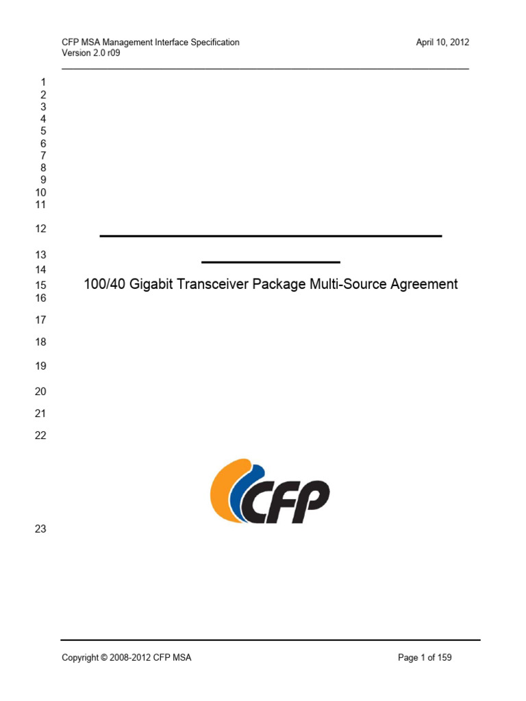 CFP Msa 2.0 | PDF | Optical Fiber | Data Transmission