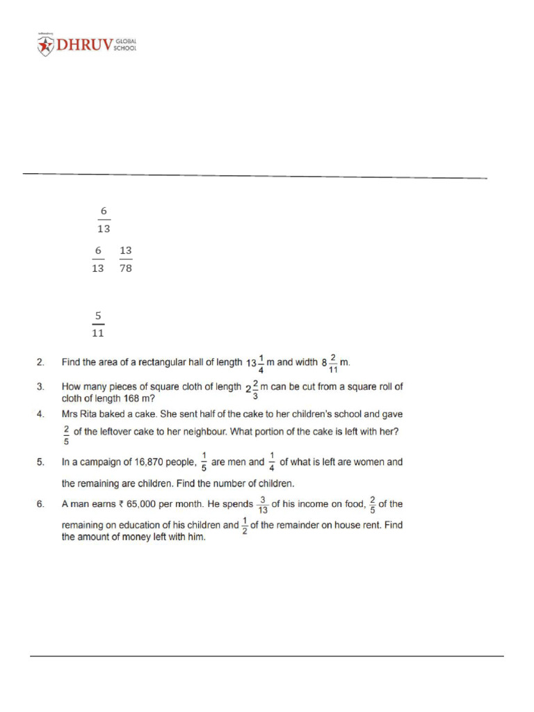 Worksheet - 7 Fractions and Decimals 2 | PDF