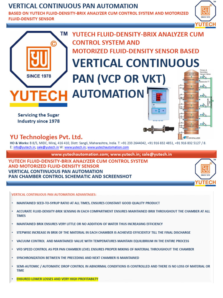 Yutech VCP or VKT Automation Based On Fluid Density Brix Analyzer ...