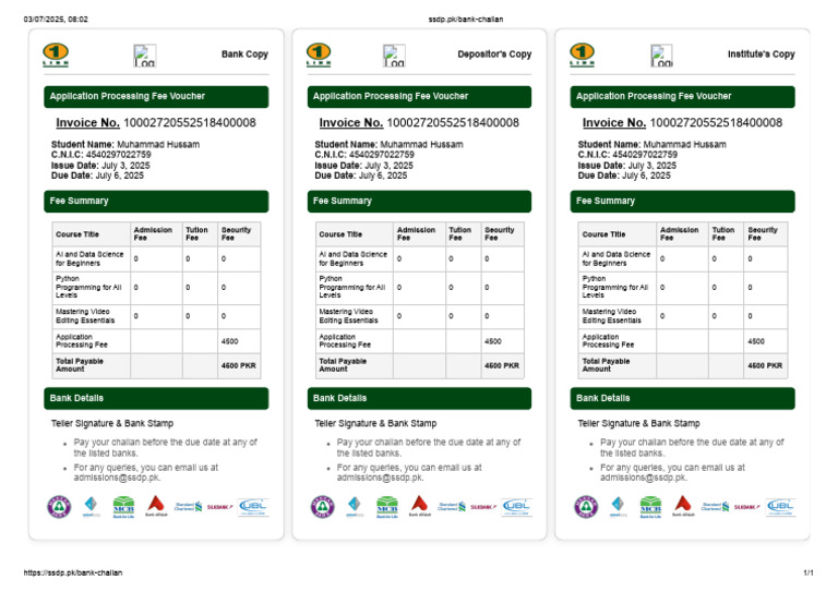 ssdp.pk_bank-challan | PDF | Payments | Service Industries