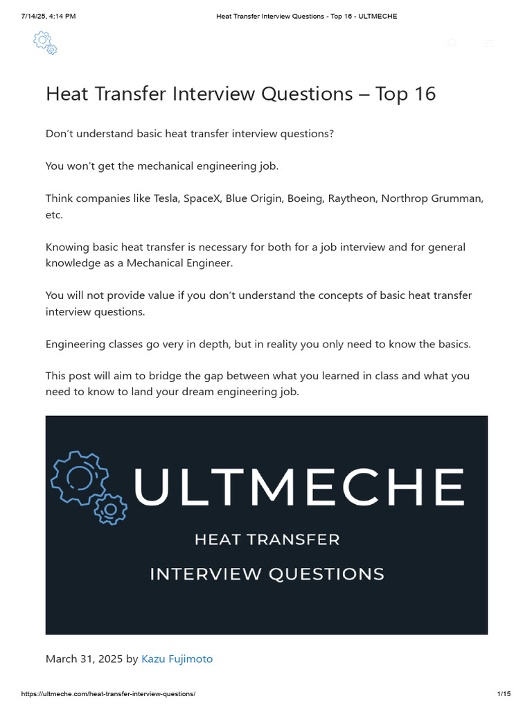 Heat Transfer Interview Questions - Top 16 - ULTMECHE | PDF | Heat ...