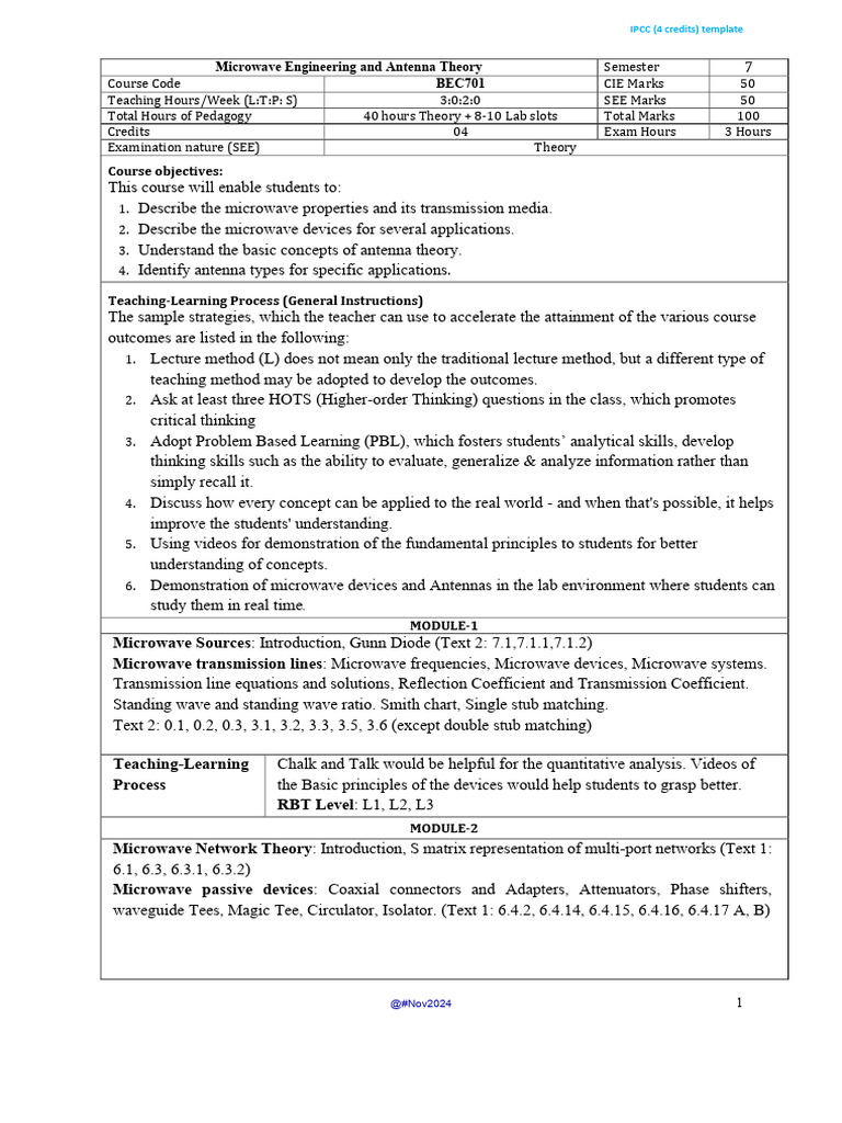 Microwave Engineering and Antenna Theory | PDF | Antenna (Radio) | Microwave