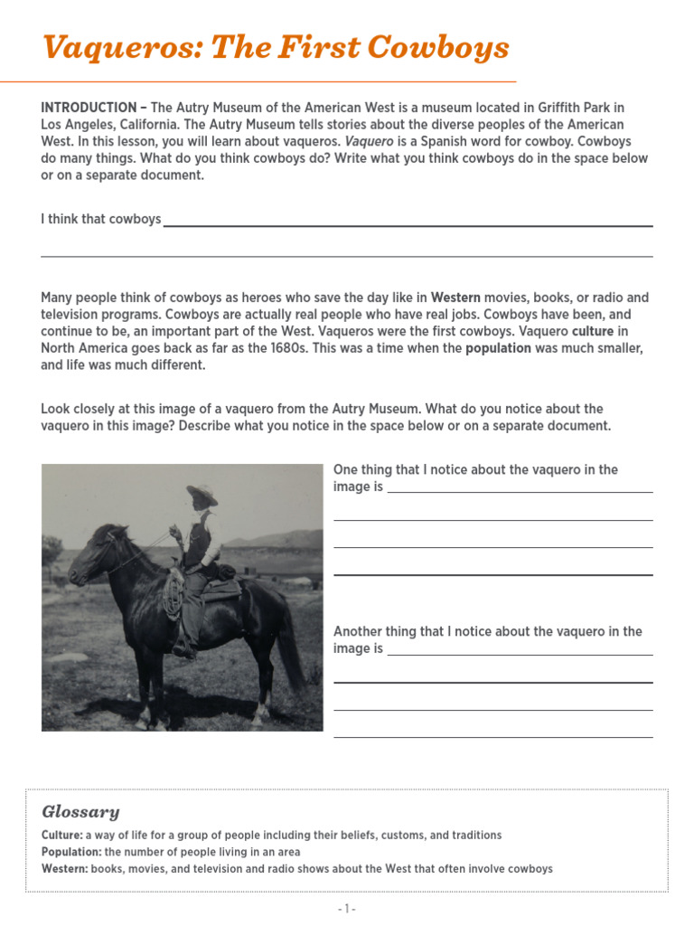 Vaqueros - The First Cowboys Lesson | PDF | Cowboys | Ranches