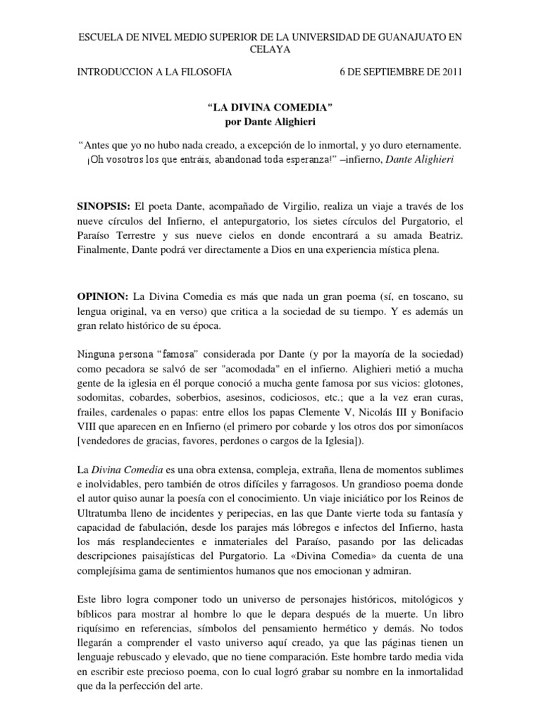 La Divina Comedia | PDF | Divina Comedia | Dante Alighieri