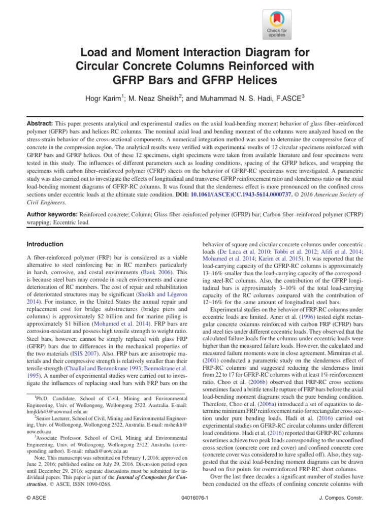 Karim Et Al Load and Moment Interaction Diagram For Circular Concrete ...