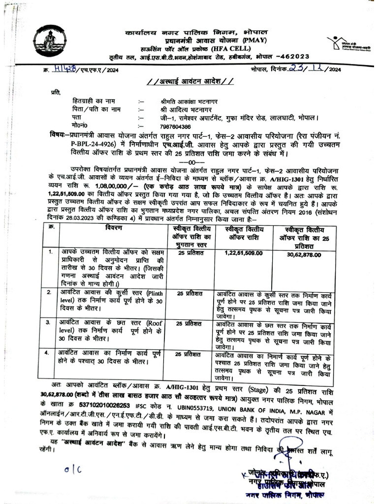 Allotment Letter | PDF