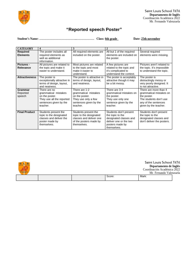 Reported Speech Poster Guidelines | PDF | Linguistics | Syntax