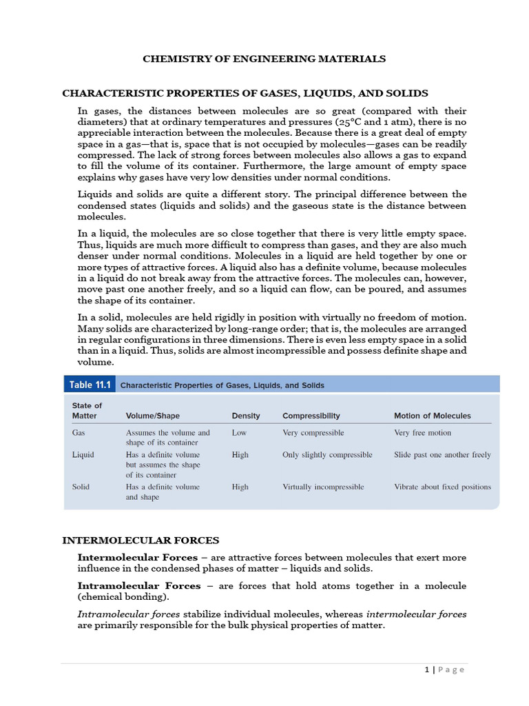 Chem108 Chemistry of Engineering Materials A | PDF | Intermolecular Force | Chemical Polarity