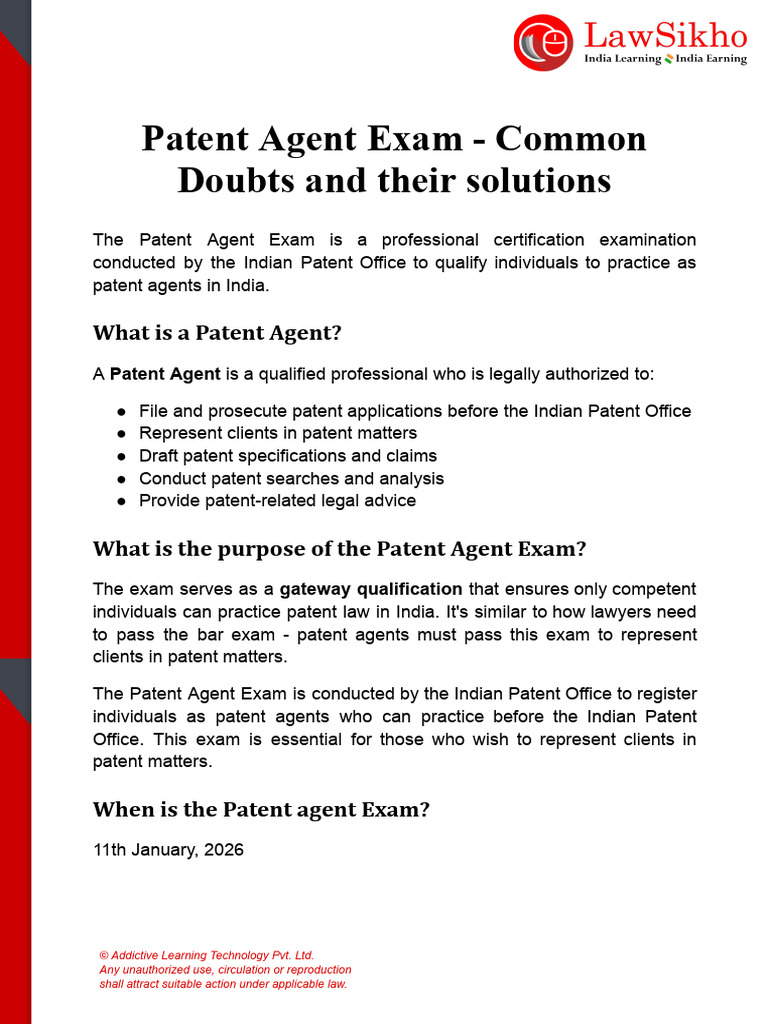 Patent Agent Exam 2026 Guide | PDF | Patent