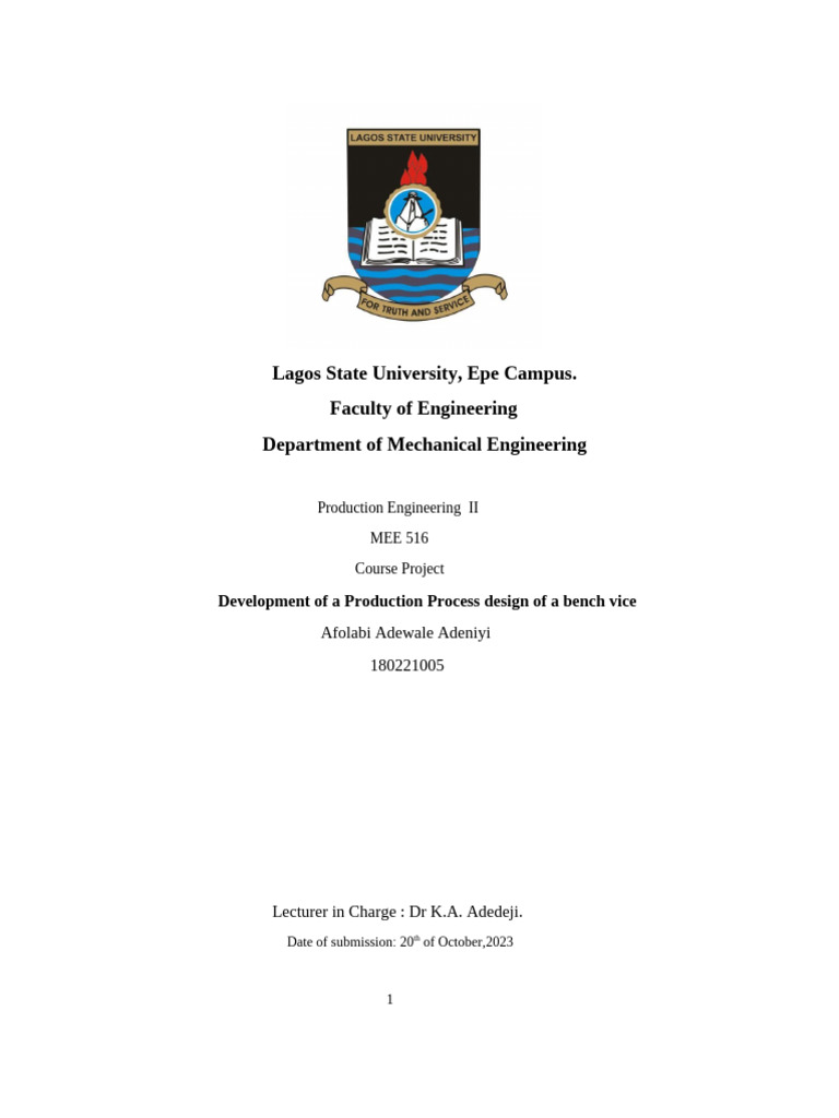 Bench Vice Production Process Design | PDF | Secondary Sector Of The ...