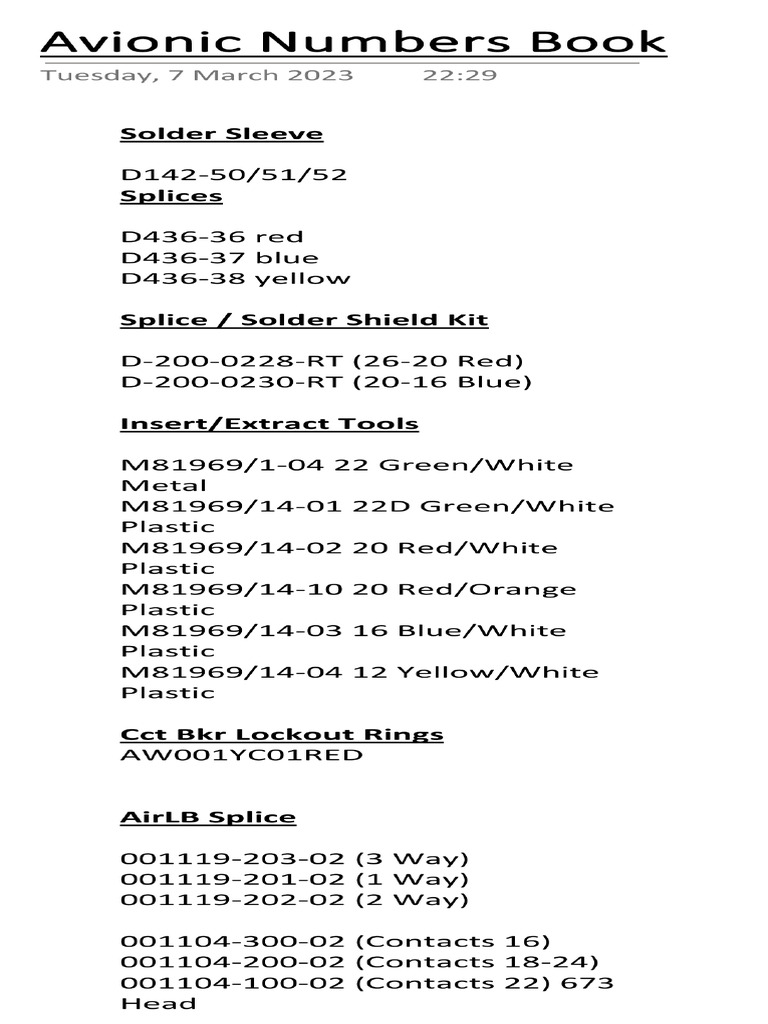Avionic Numbers Book | PDF