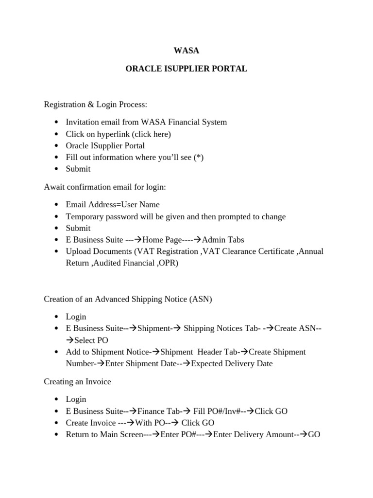 WASA Oracle ISupplier | PDF