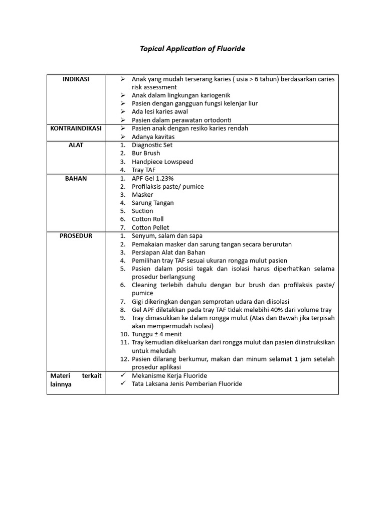 SOP Topical Application of Fluoride | PDF