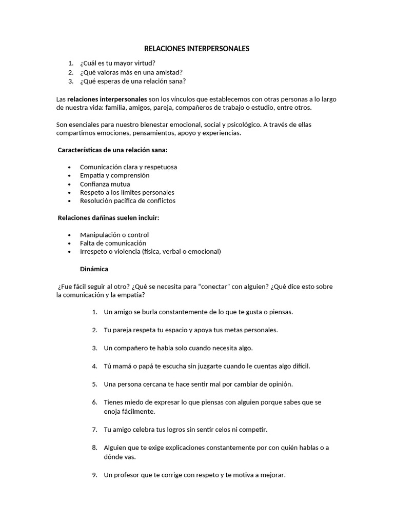 Claves para Relaciones Interpersonales Saludables | PDF